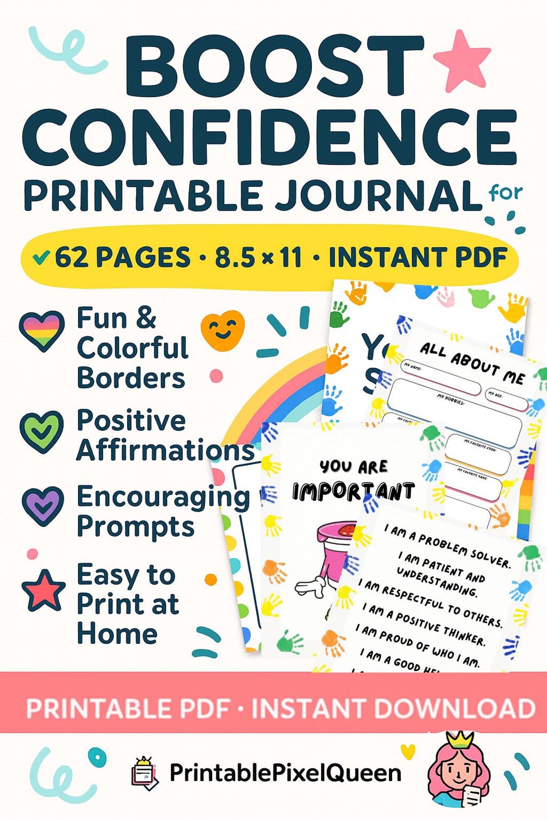 Boost Confidence Printable Journal | 62-page Self-esteem Building ...