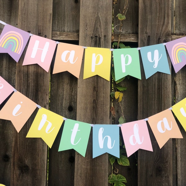 Rainbow Birthday Banner - Etsy