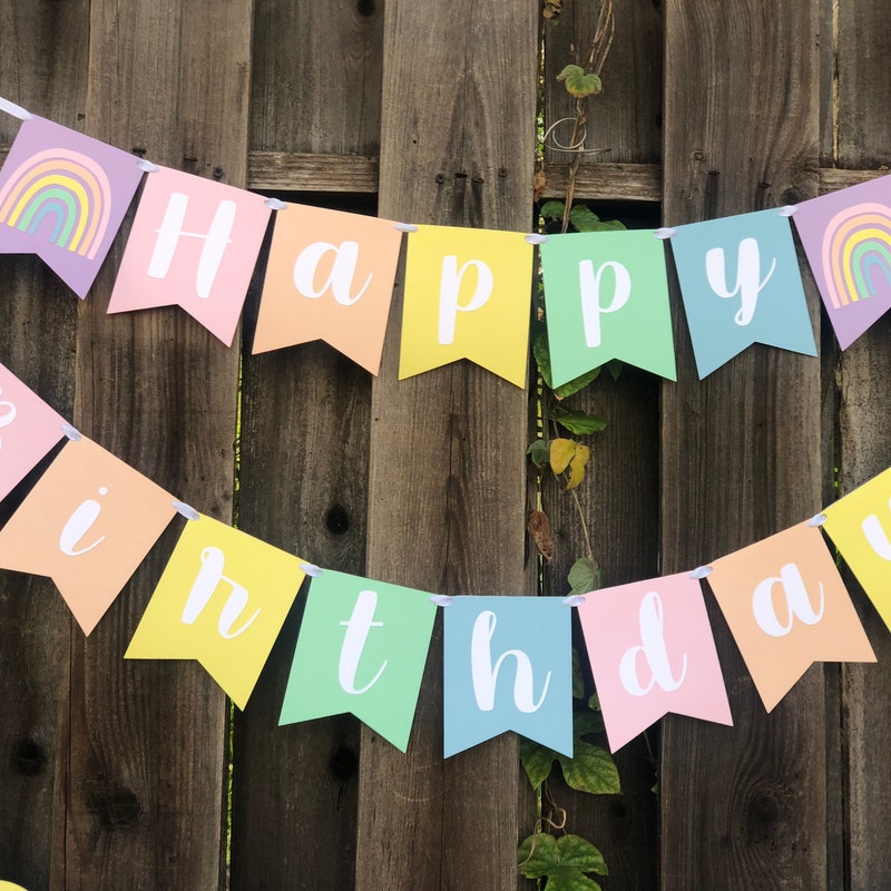 Rainbow Birthday Banner - Etsy