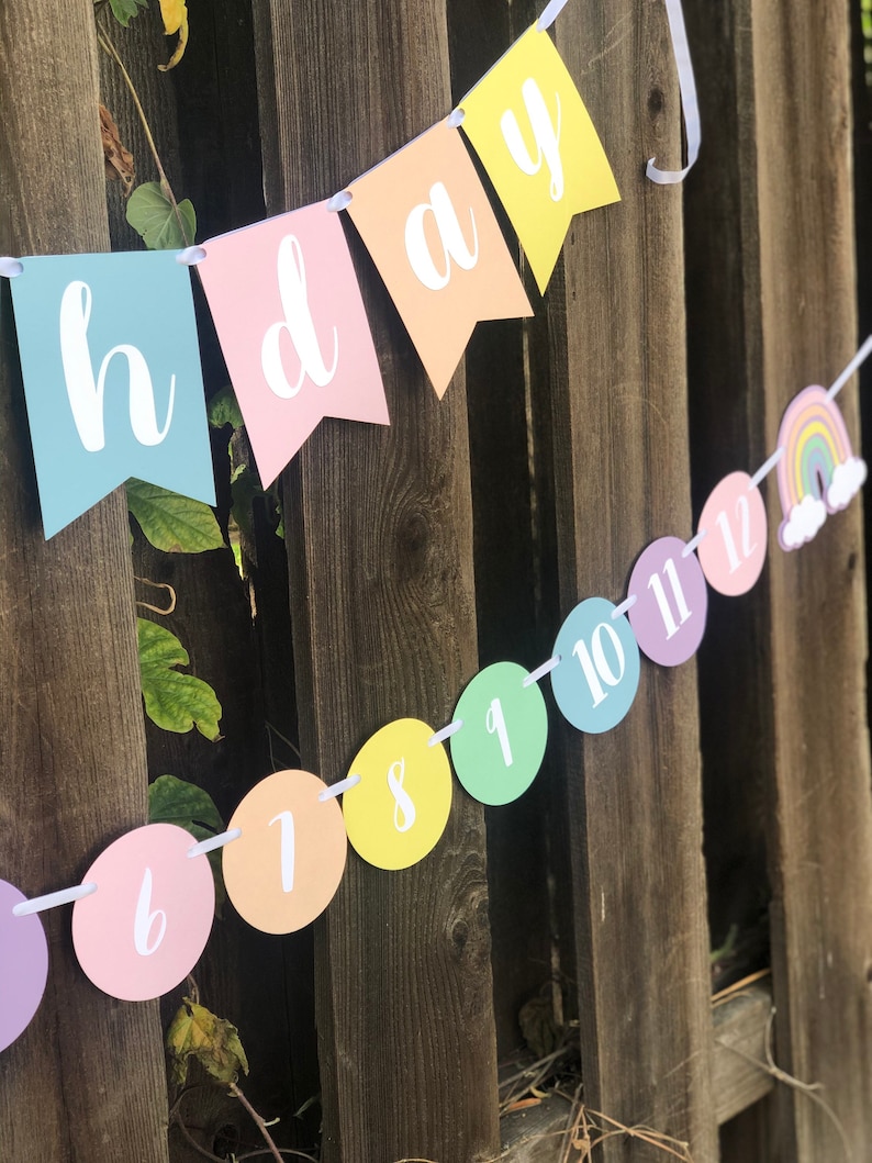 Boho Rainbow Boho Happy Birthday Banner Pastel Rainbow - Etsy