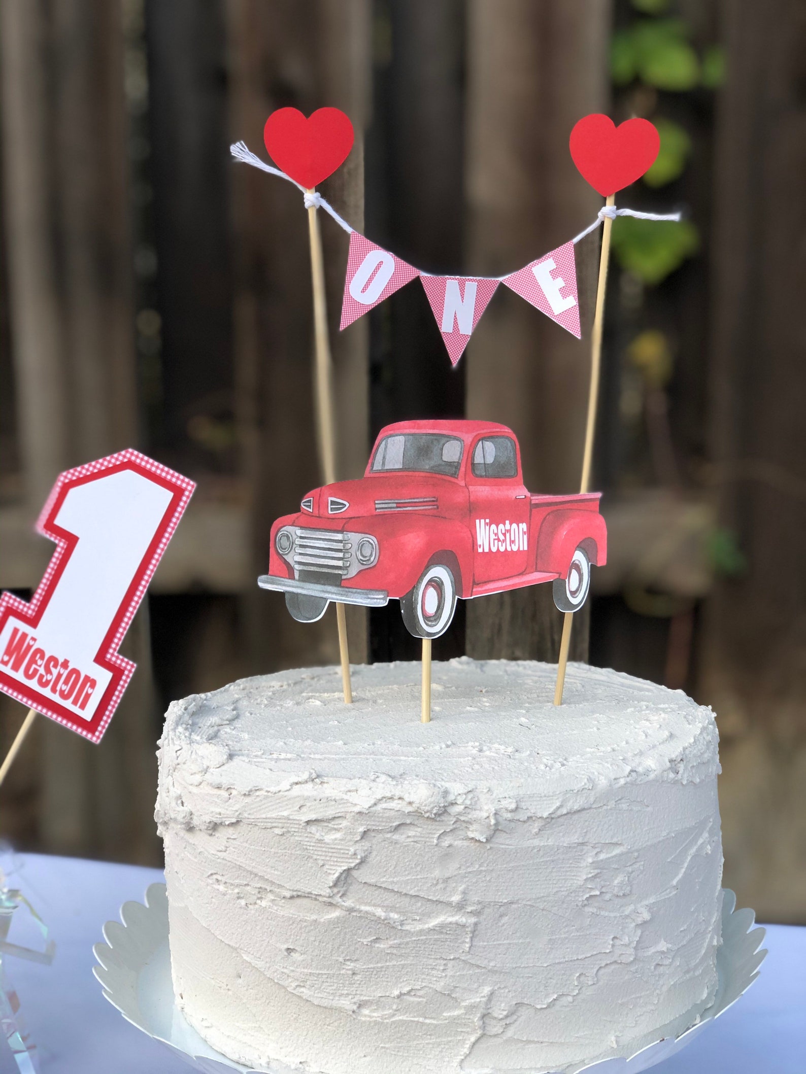 Red Truck Cake Topper Valentine Cake Topper Birthday Cake - Etsy
