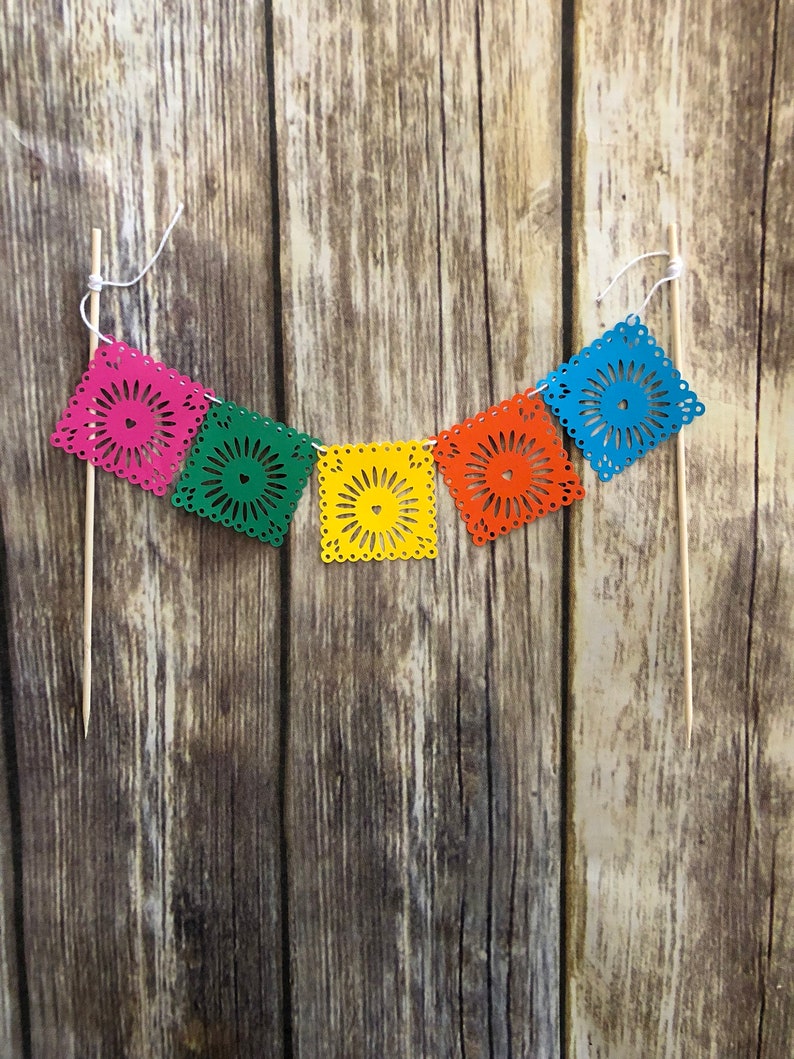 Colorful Papel Picado Cake Topper Banner Papel Picado Cake - Etsy