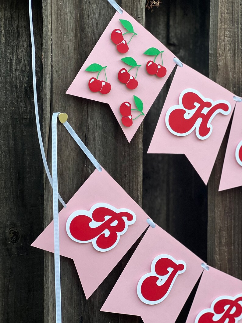 Cherry Banner Cherry Happy Birthday Banner Pink Banner - Etsy