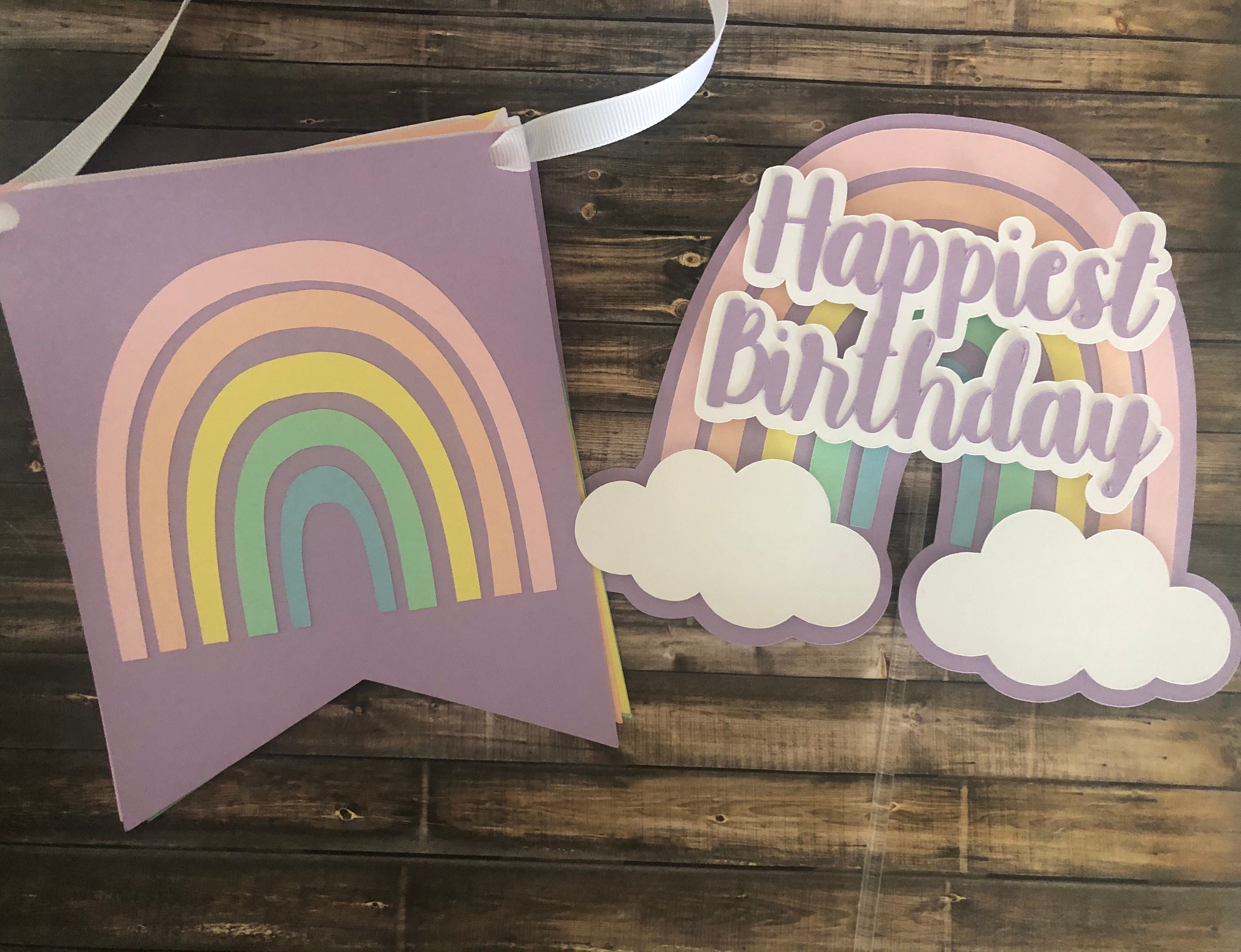 Rainbow Cake Topper - Pastel Rainbow - Boho Rainbow - Birthday Cake ...