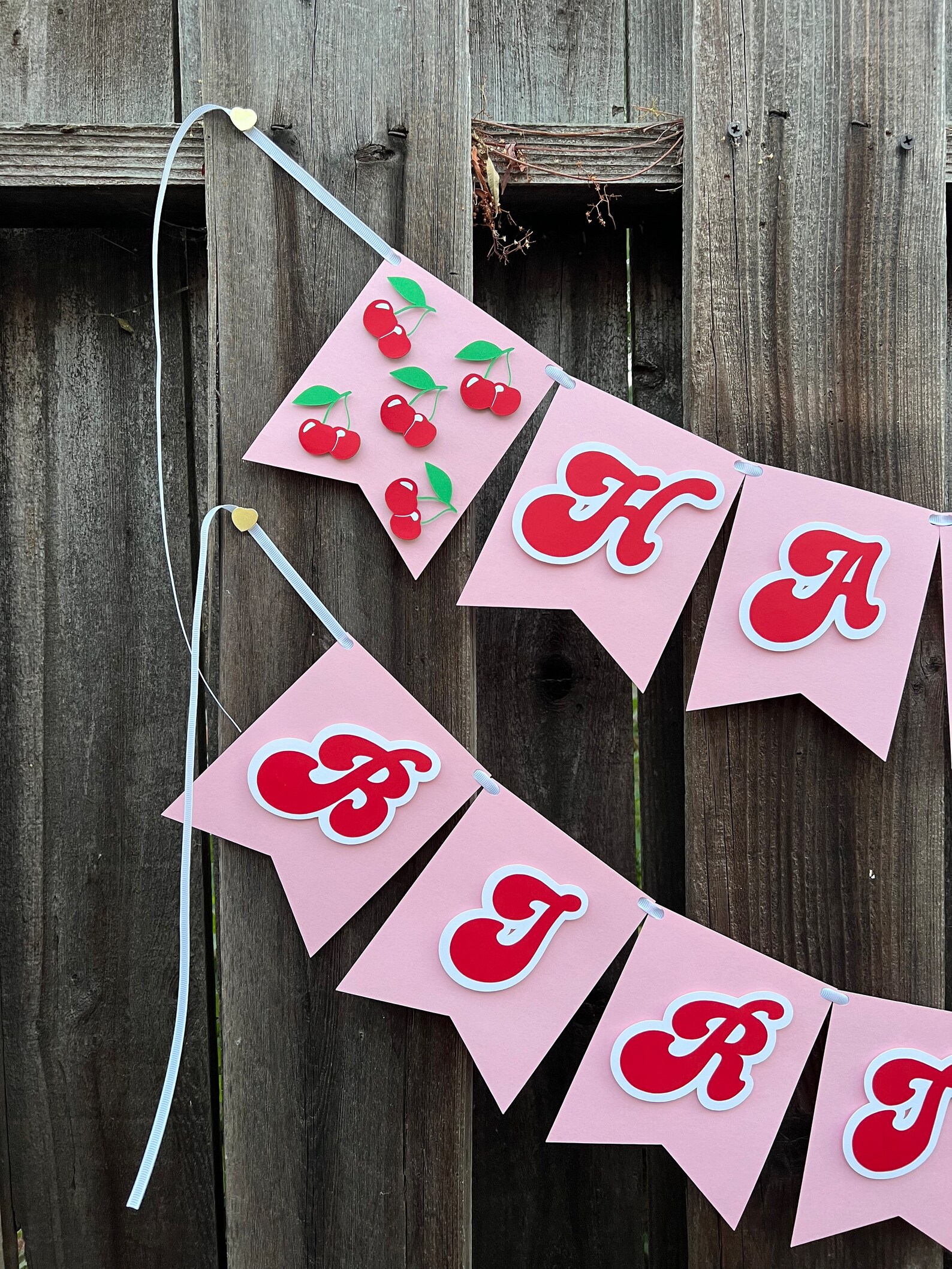 Cherry Banner Cherry Happy Birthday Banner Pink Banner - Etsy