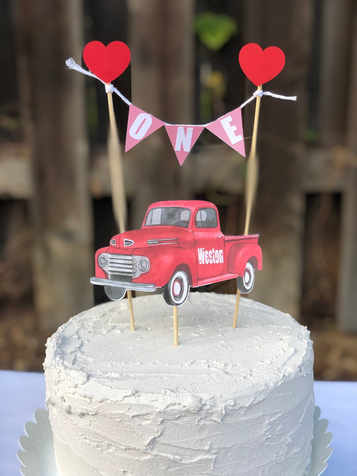 Red Truck Cake Topper Valentine Cake Topper Birthday Cake - Etsy