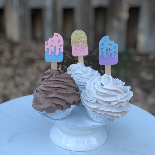 Popsicle Cupcake Toppers Sprinkle Cupcake Toppers Ice - Etsy
