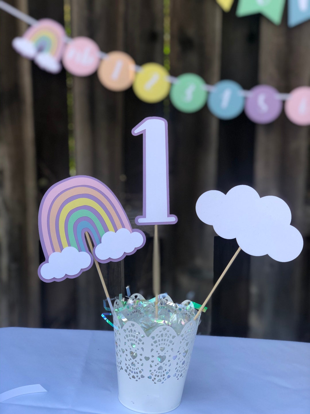 Pastel Rainbow Centerpieces - Boho Rainbow Centerpieces - Pastel ...