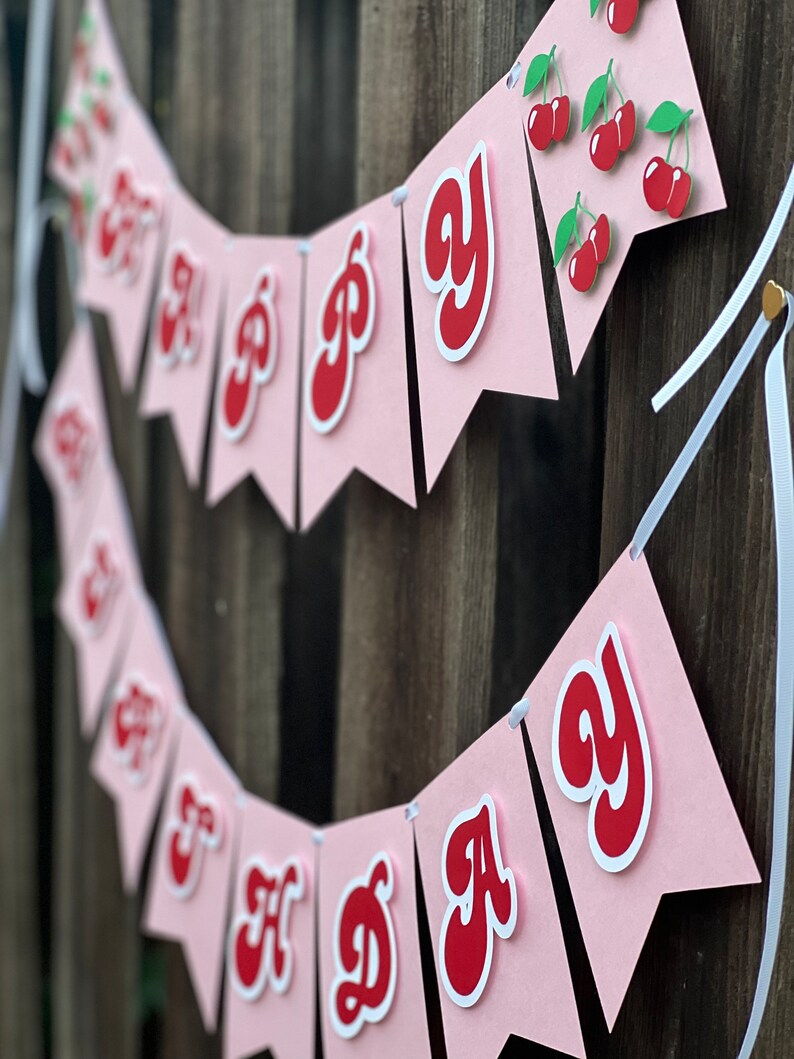 Cherry Banner Cherry Happy Birthday Banner Pink Banner - Etsy