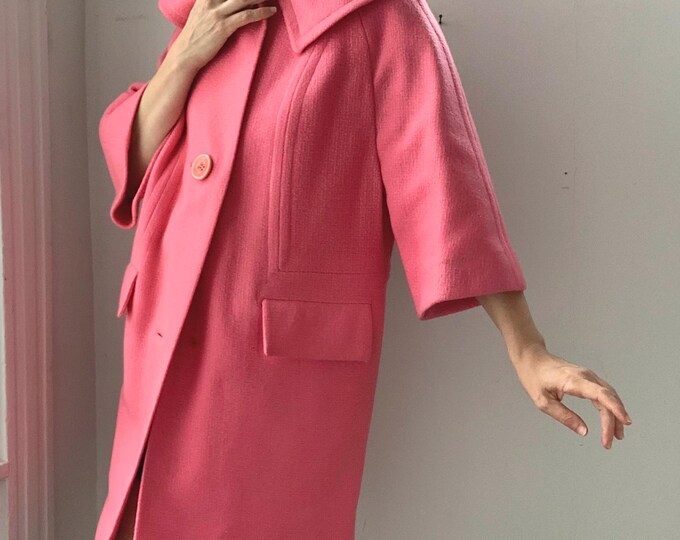Reserved* 60s Pink Wool Swing Coat - Etsy
