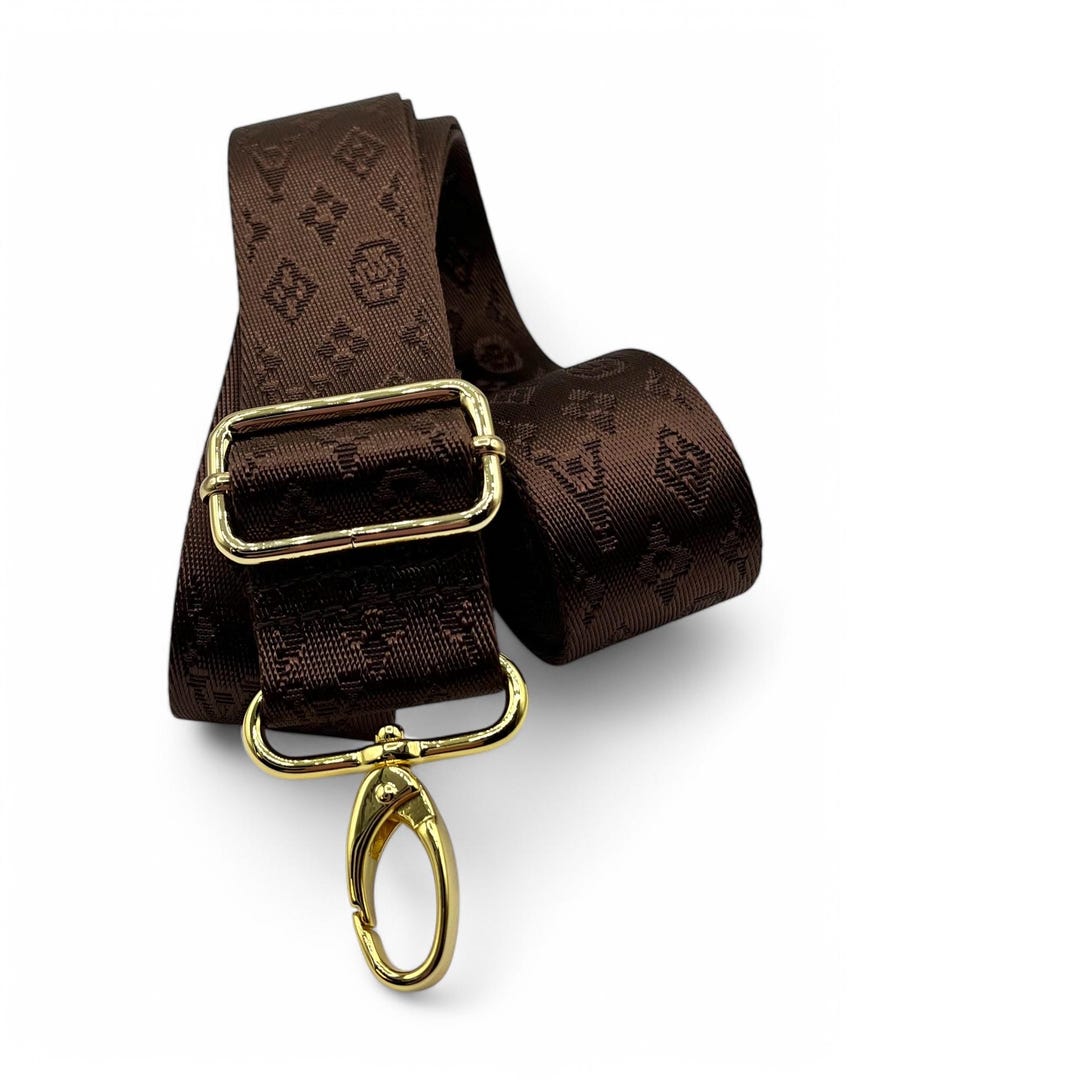 Extra Long Brown With Stylish Icons, Adjustable Crossbody Guitar Strap ...