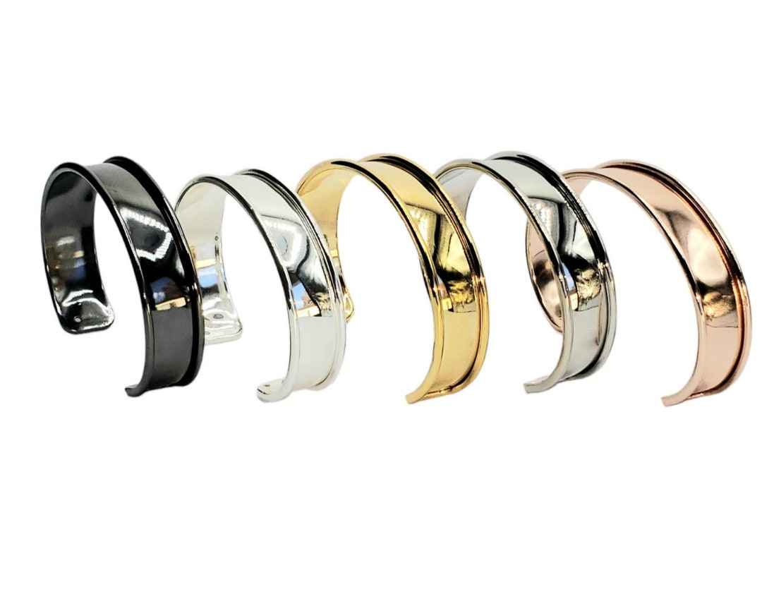 Handcrafted Leather Inlay Cuff Bracelet Blank for Polymer Clay Jewelry ...