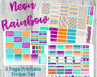 Pink and Teal Floral Printable Planner Stickers Weekly Kit Downloadable ...