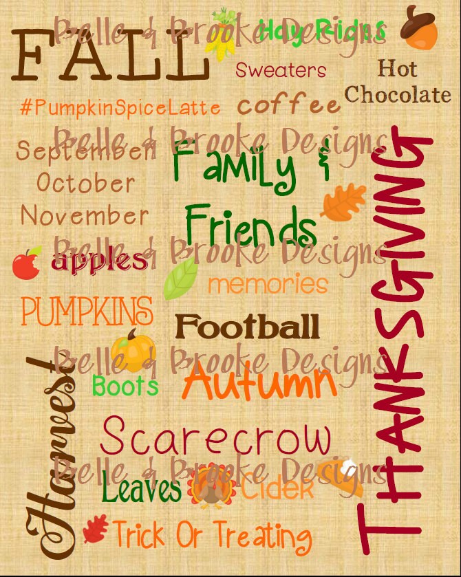 Fall Theme Words 8 X 10 Printable - Etsy
