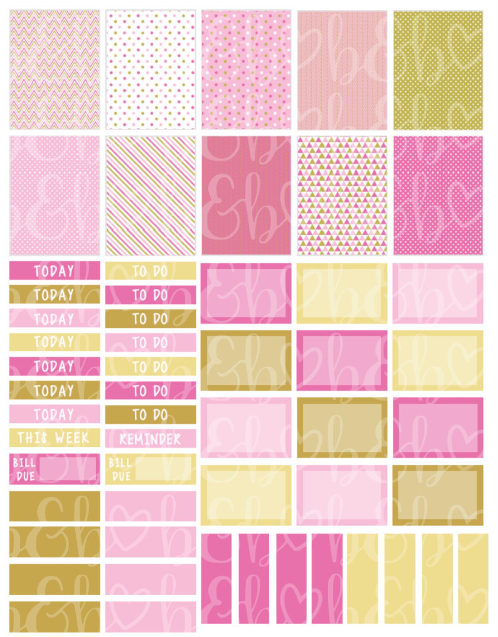 Pink and Gold Printable Planner Stickers Weekly Kit Downloadable Files ...