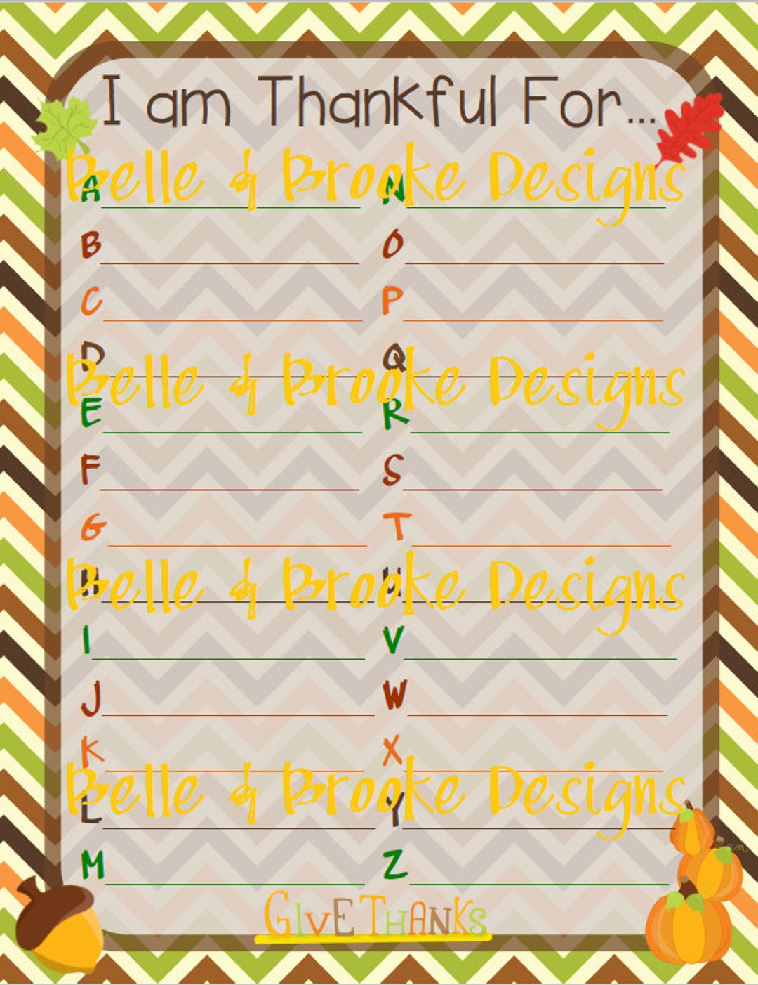 Thanksgiving i Am Thankful For Printable - Etsy