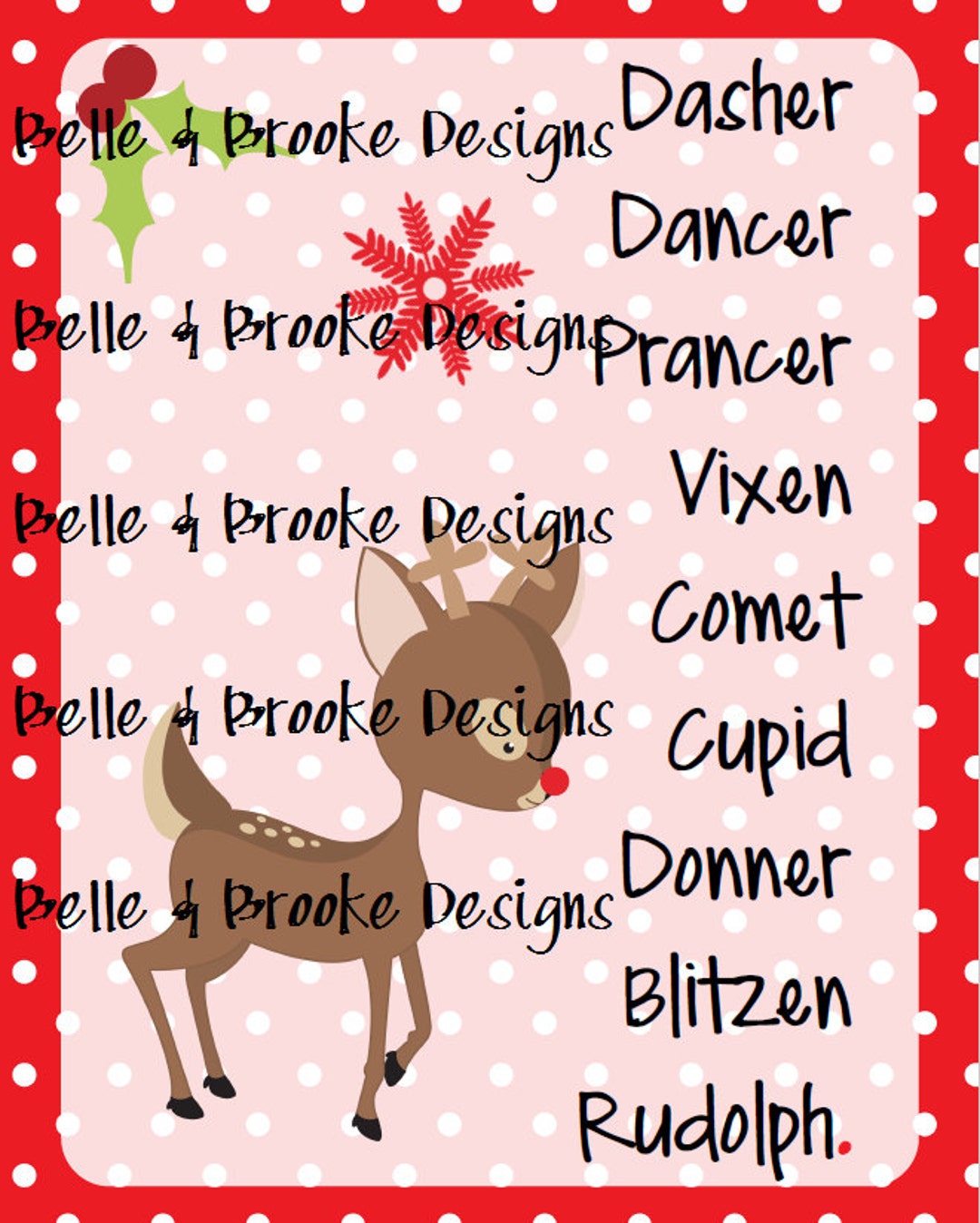 Santa's Reindeer Printable - Etsy