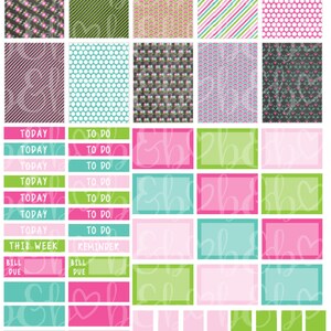 Pink and Teal Floral Printable Planner Stickers Weekly Kit Downloadable ...