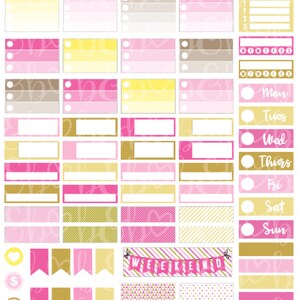 Pink and Gold Printable Planner Stickers Weekly Kit Downloadable Files ...