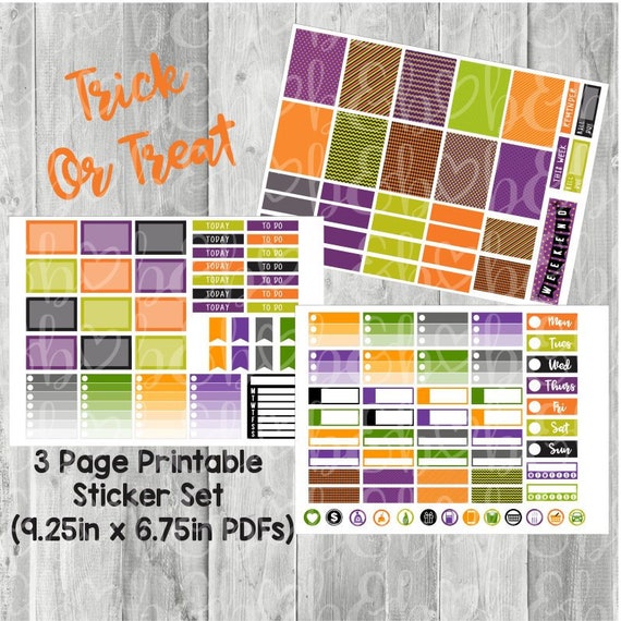 Trick or Treat Printable Planner Stickers Weekly Kit | Etsy