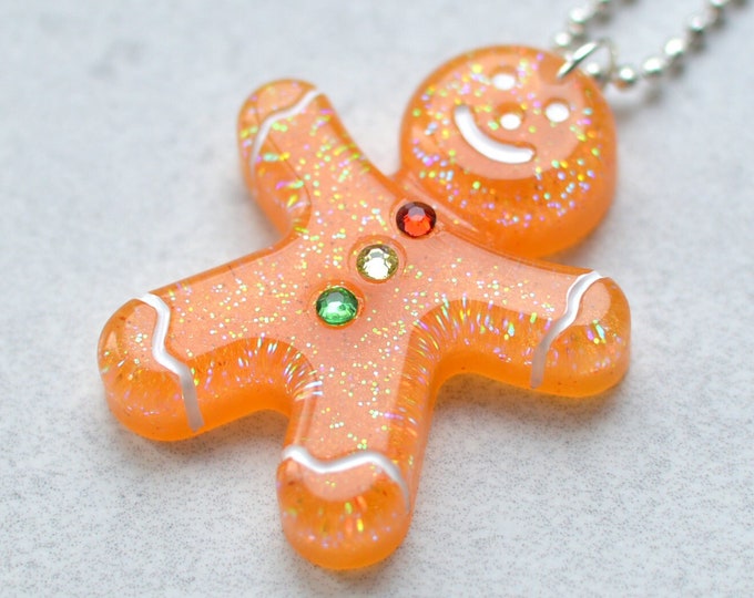 Gingerbread Man Necklace: Christmas Necklace Gift, Resin Jewelry - Etsy