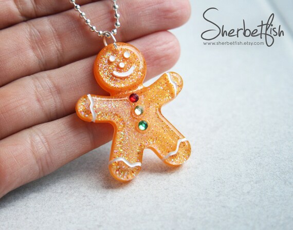 Gingerbread Man Necklace Christmas Jewelry Christmas - Etsy