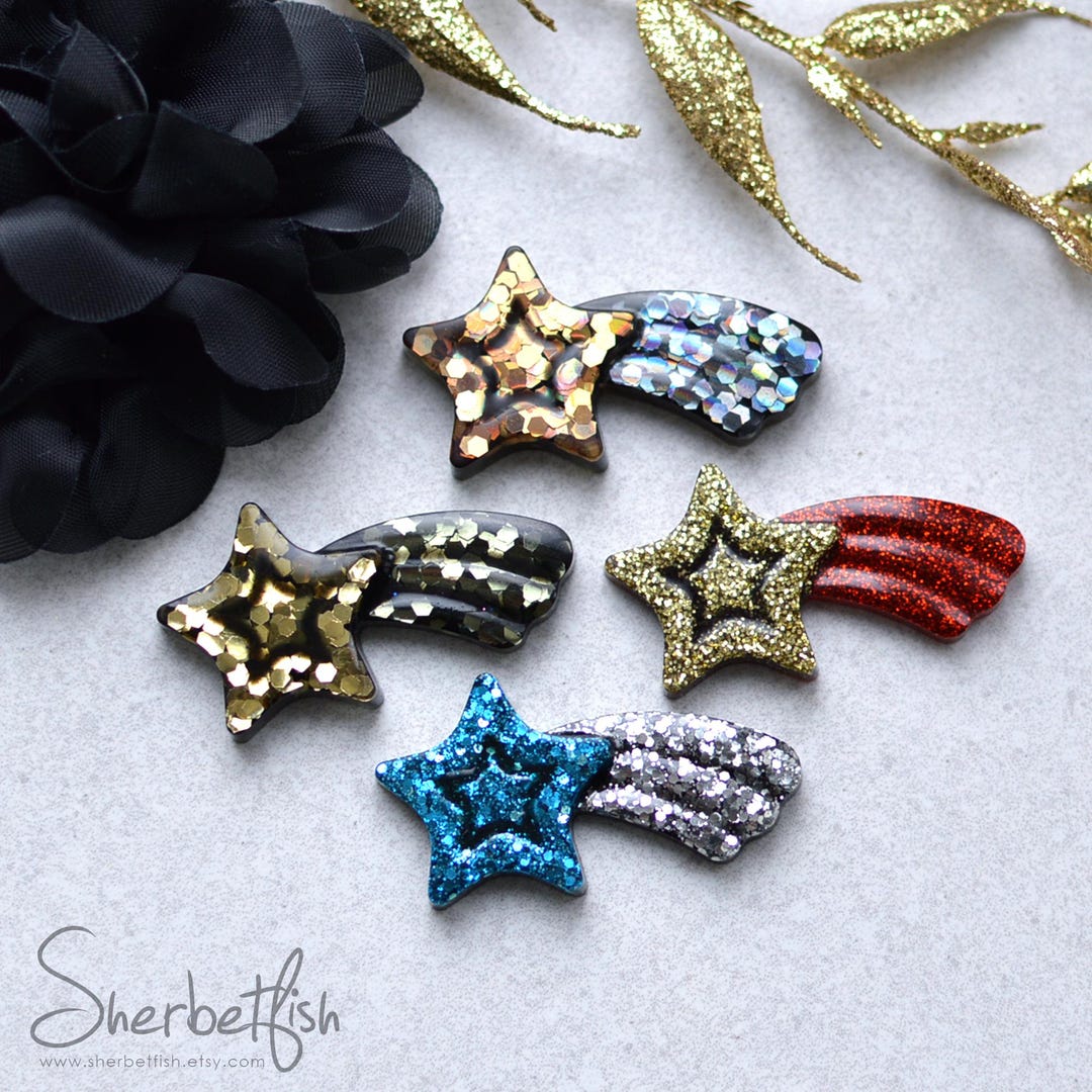 Shooting Star Resin Necklace or Pin: Christmas Necklace, Resin Jewelry ...