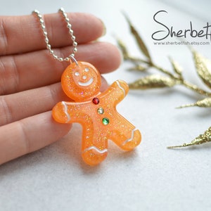 Gingerbread Man Necklace: Christmas Necklace Gift, Resin Jewelry - Etsy