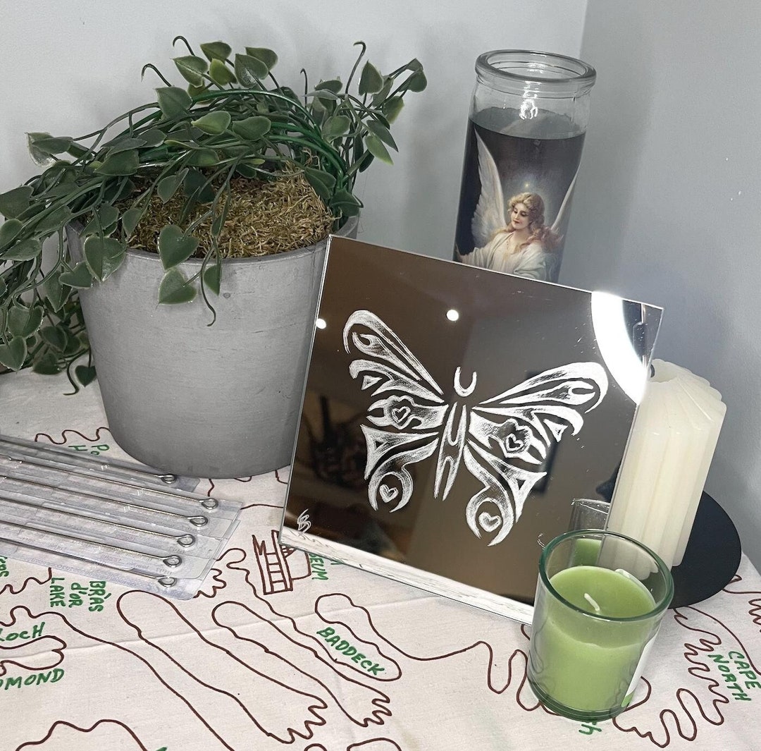 Hand-engraved Cyber Sigil Butterfly Mirror - Etsy