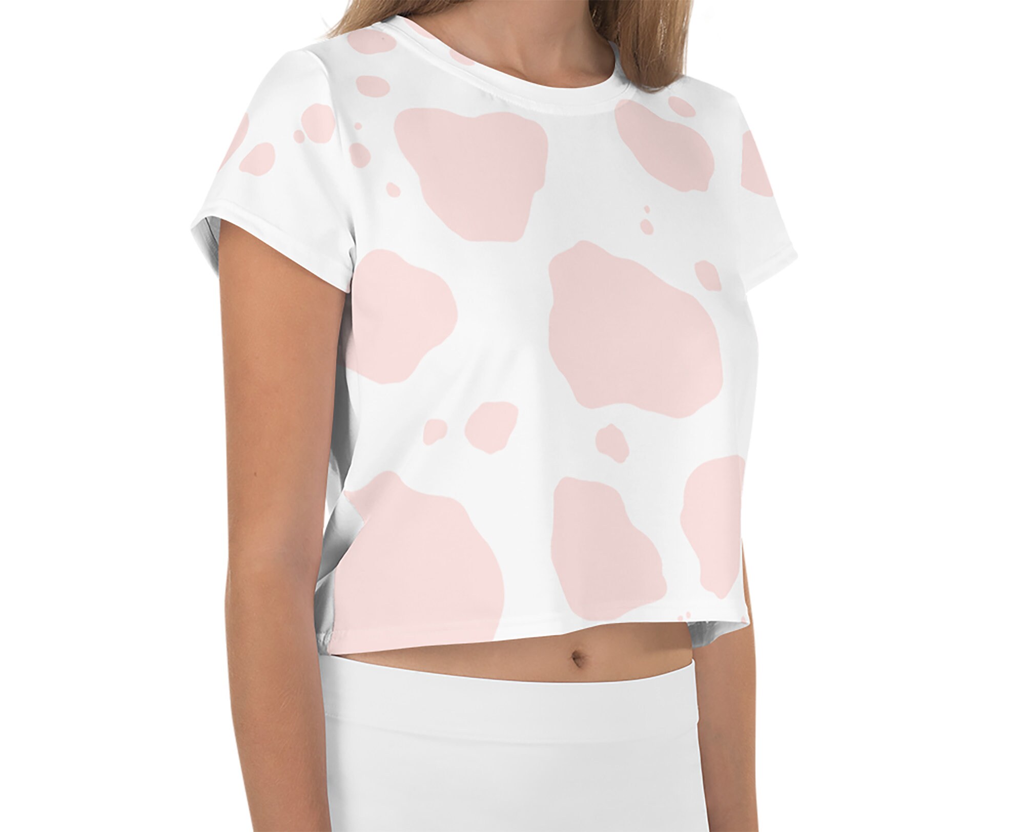 Pastel Peach Cow Print Crop Top - Etsy