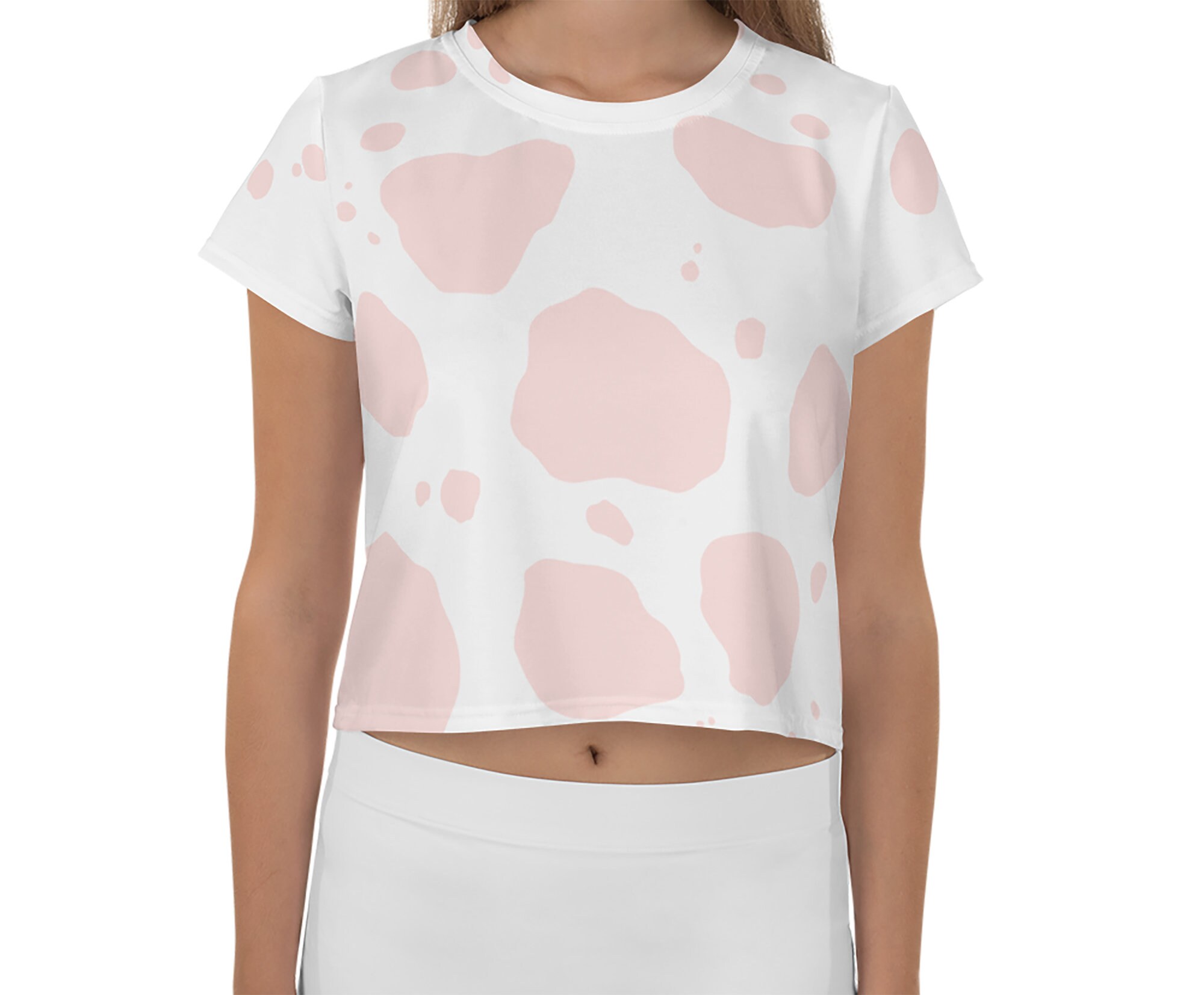 Pastel Peach Cow Print Crop Top - Etsy