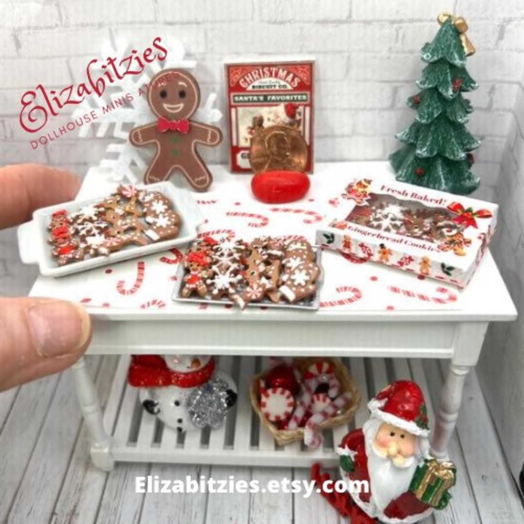 Miniature Gingerbread Christmas Dollhouse Cookies-box/tray 1:12 Scale ...