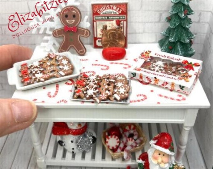 Miniature Gingerbread Christmas Dollhouse Cookies-box/tray 1:12 Scale ...