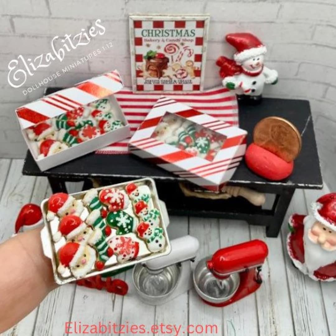 Miniature Christmas Cookie Box/tray 1:12 Scale 1 Dozen Cookies - Etsy