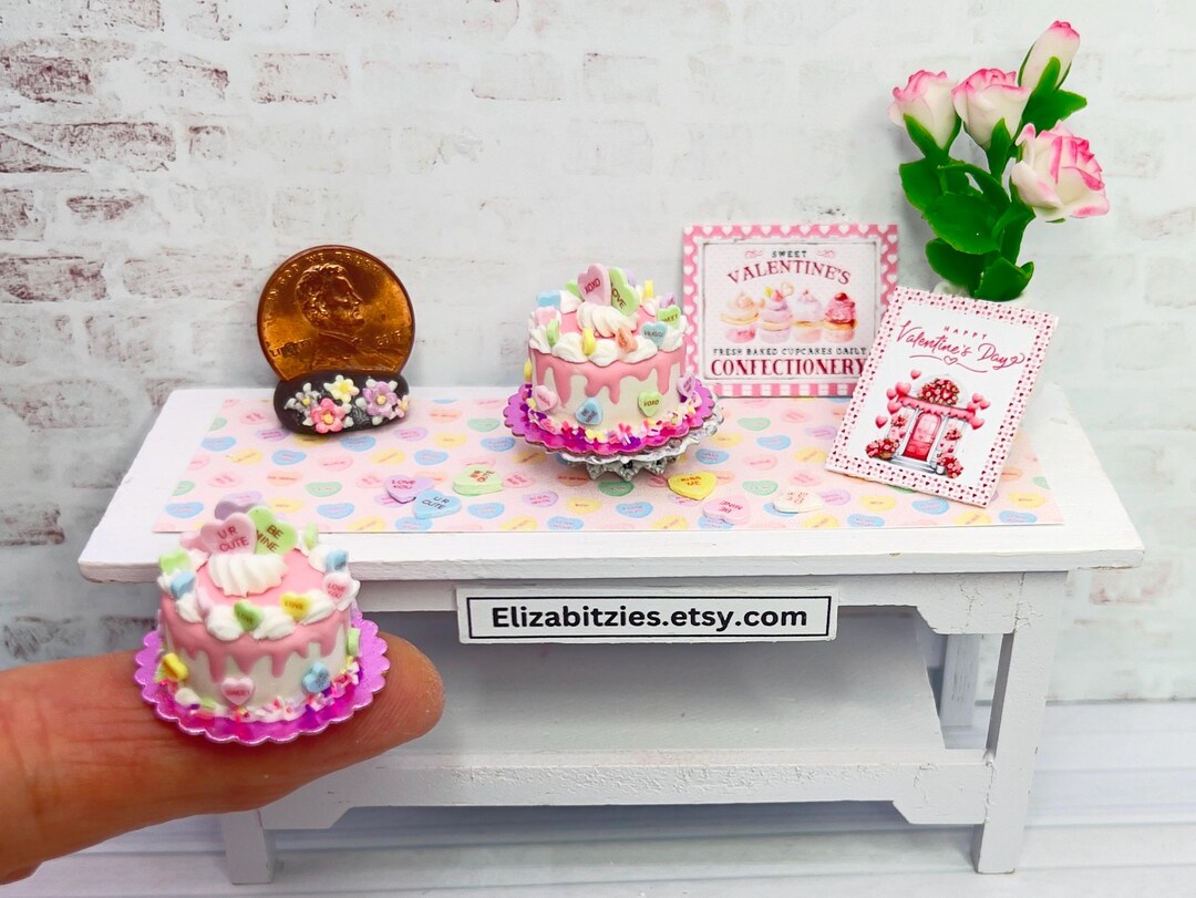 Doll Conversation Heart Drip Cake in Pink , White and Pastel ...