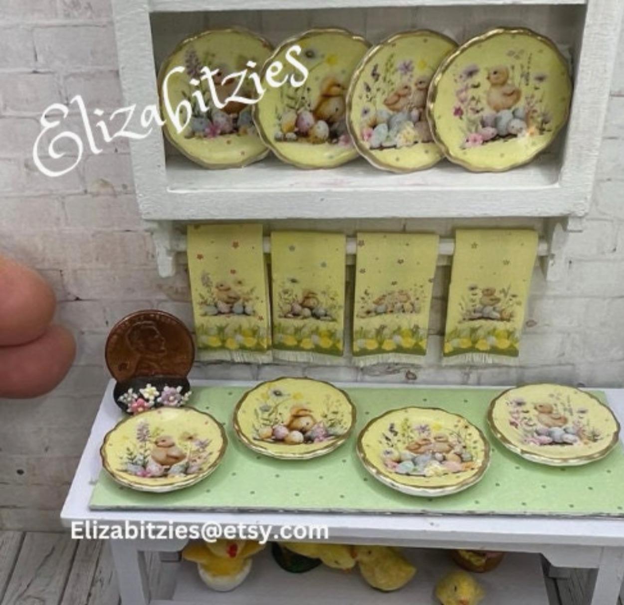 Miniature Easter Chick Plates Decorative Dollhouse Plates ( Set of 4) 1 ...