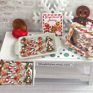 Miniature Gingerbread Candycane Tree , Reindeer ,snowmen Cookies-box ...