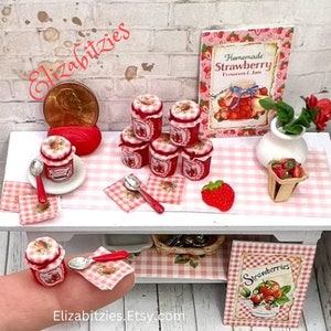 Miniature Strawberry Jam Set 1:12 Scale - Etsy