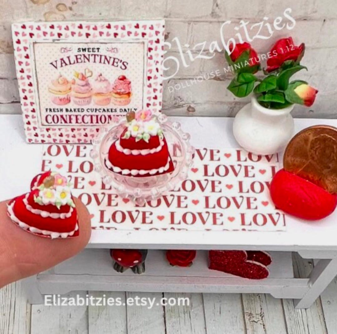 Miniature Valentines Red Two Layer Heart Cake - Etsy