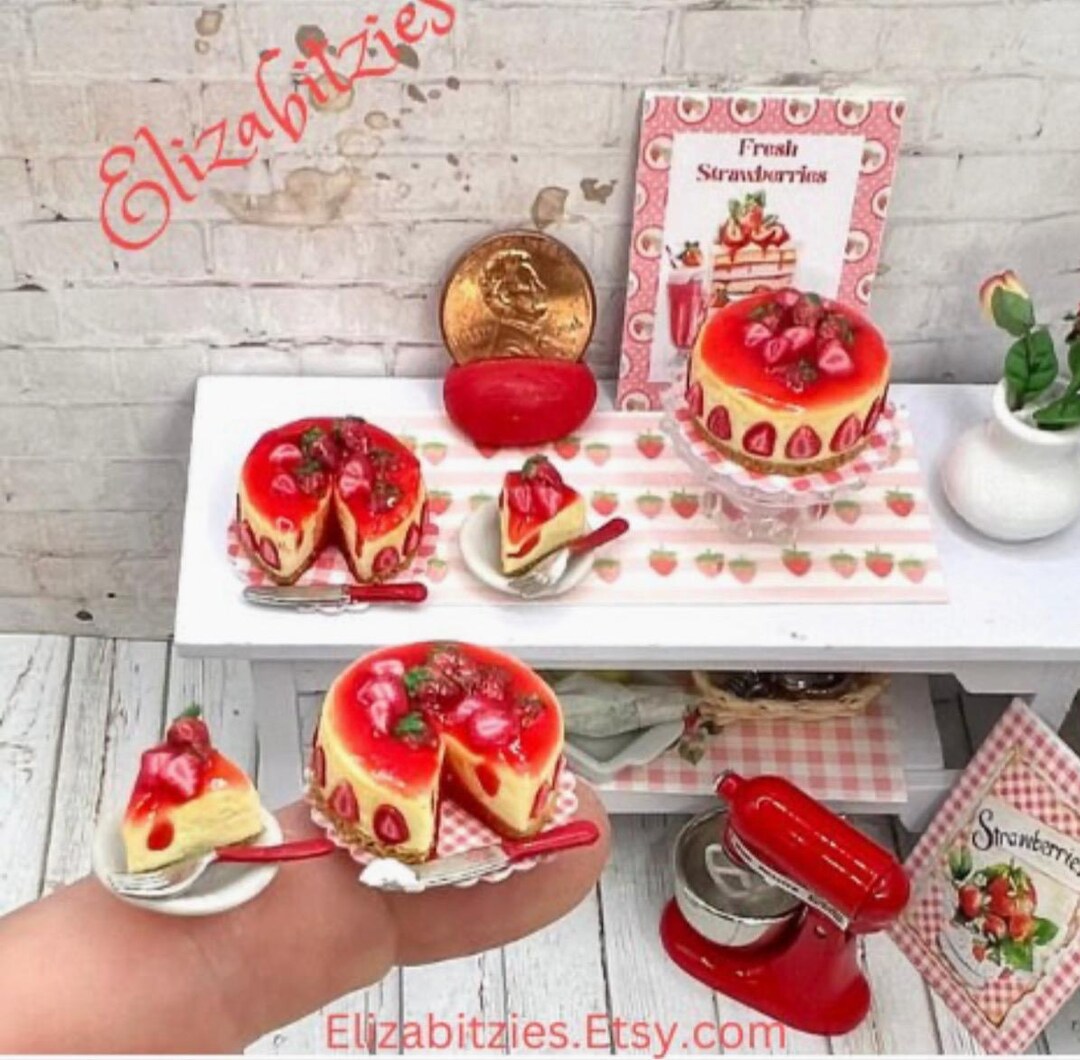 Miniature Strawberry Cheesecake Dollhouse 1:12 Scale - Etsy