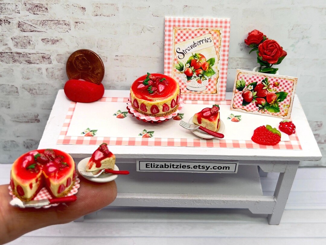 Miniature Strawberry Cheesecake Dollhouse 1:12 Scale - Etsy