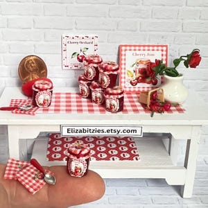 Miniature Cherry Jam Set Dollhouse 1:12 Scale - Etsy