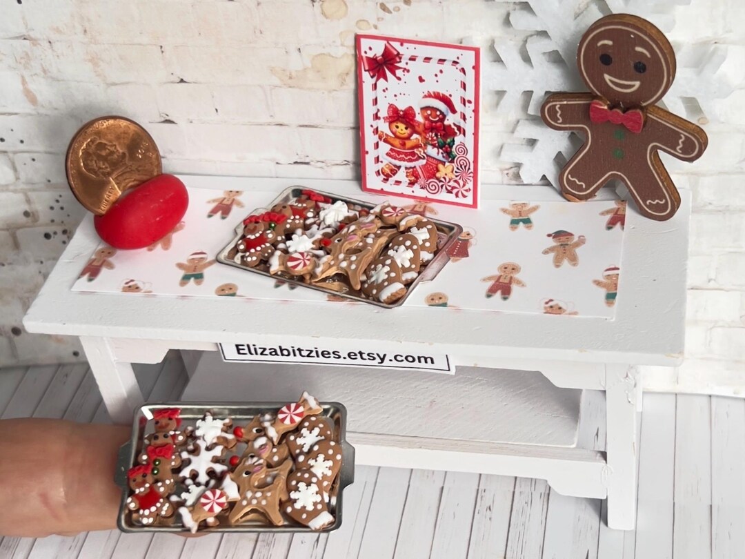 Miniature Gingerbread Christmas Dollhouse Cookies-box/tray 1:12 Scale ...