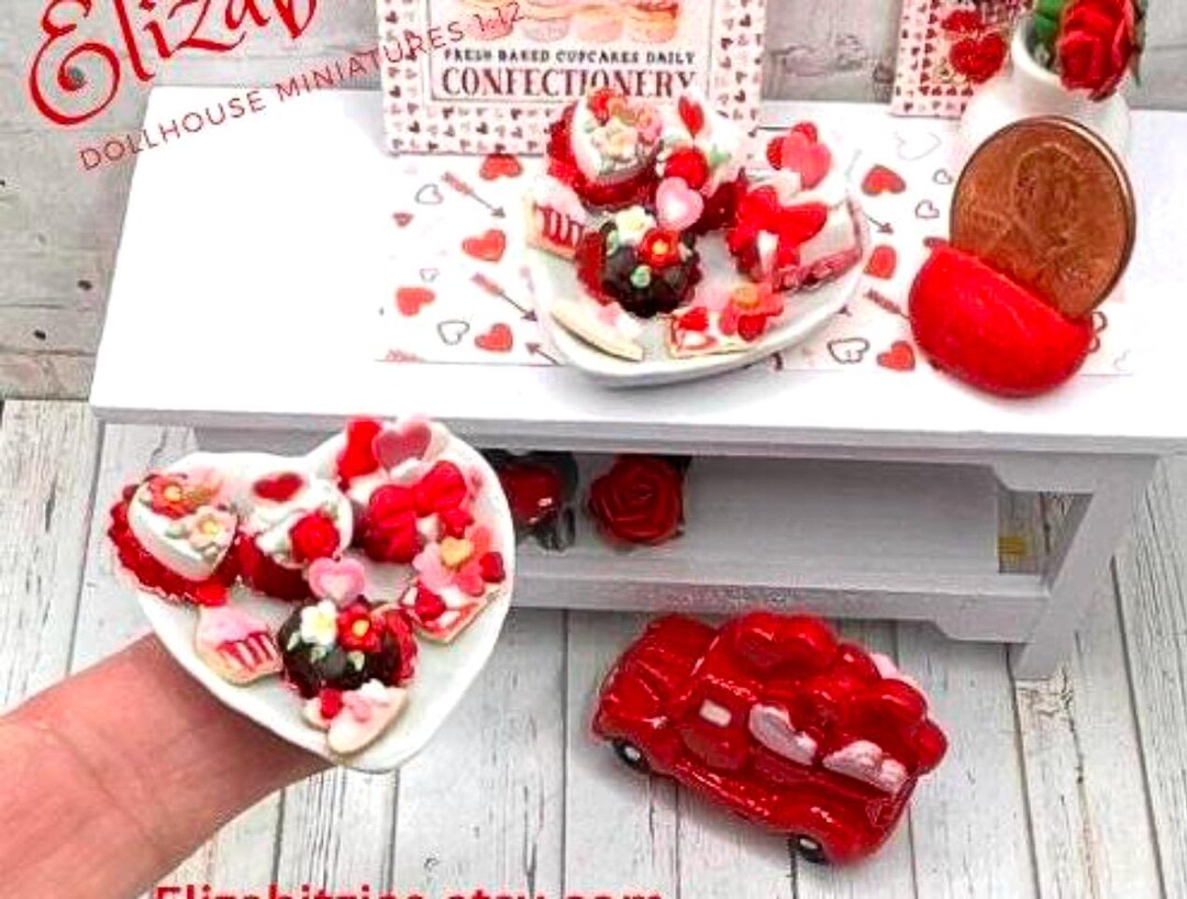 Miniature Valentine Day Sampler Heart Plate of (7)desserts 1:12 Scale ...