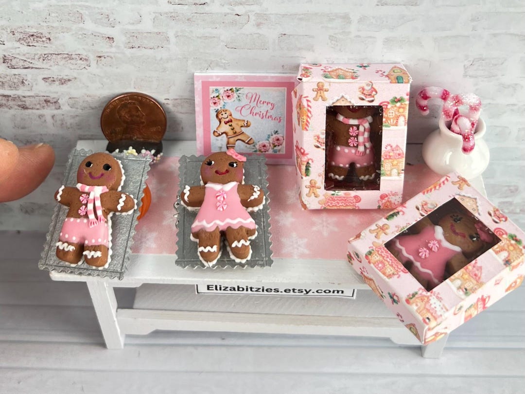 Miniature PINK Gingerbread Boy or Girl Sheet Cake 1:12 Scale - Etsy