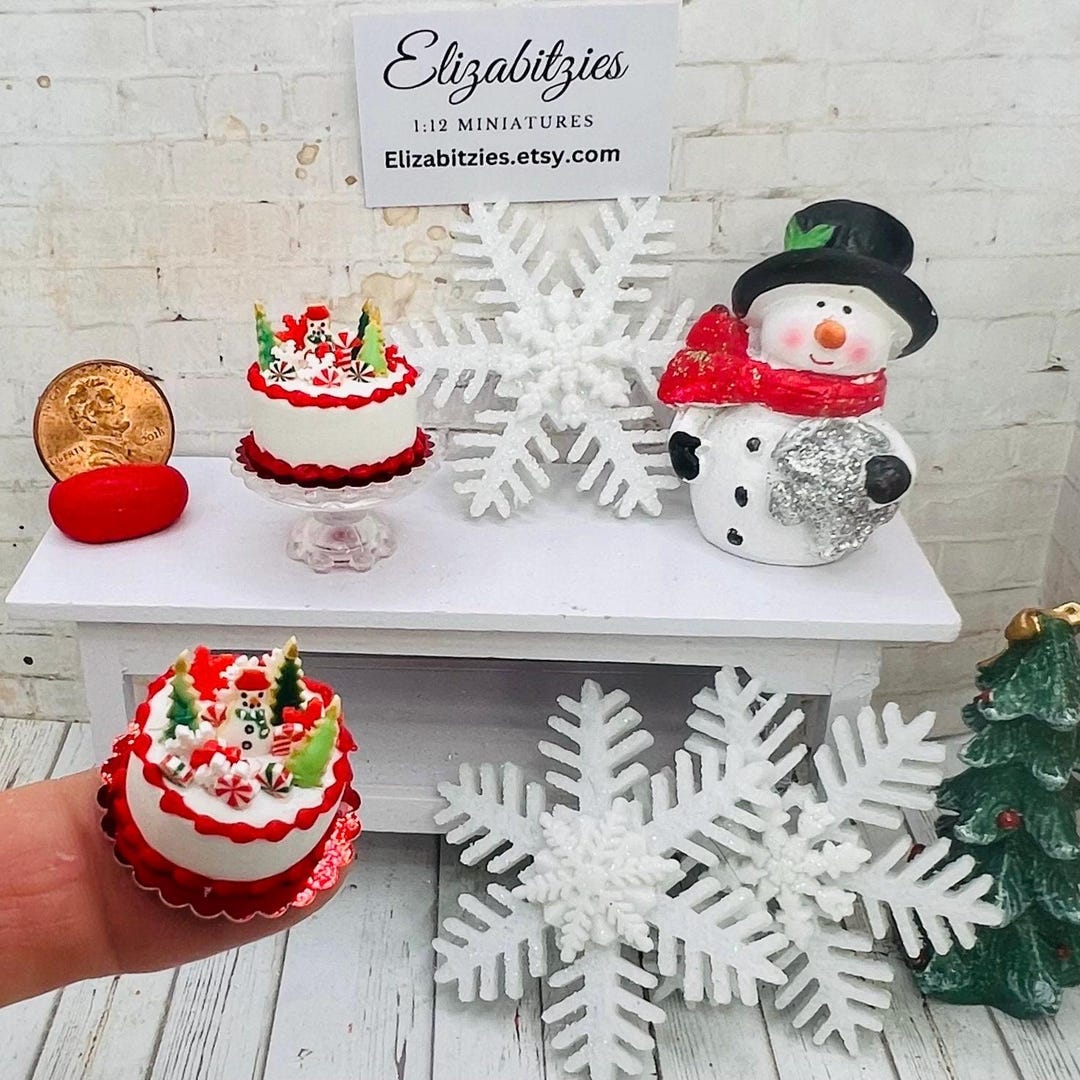 Miniature Frosty Snowman Red Green Snowflake Cake 1:12 Scale - Etsy