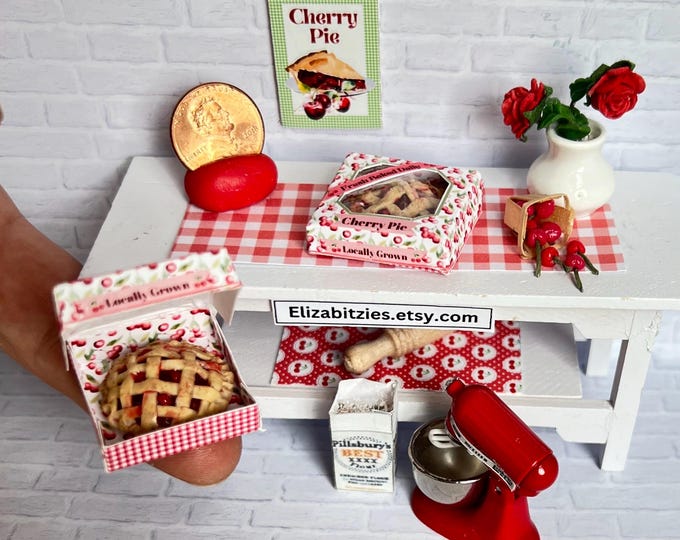 Miniature Cherry Pie in Box 1:12 Scale Dollhouse - Etsy