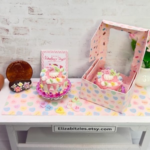 Doll Conversation Heart Drip Cake in Pink , White and Pastel ...