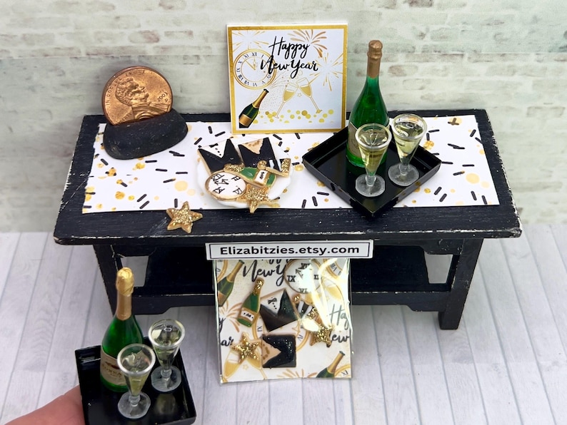 Dollhouse New Years Champagne and Cookie Tray Dollhouse Miniature - Etsy