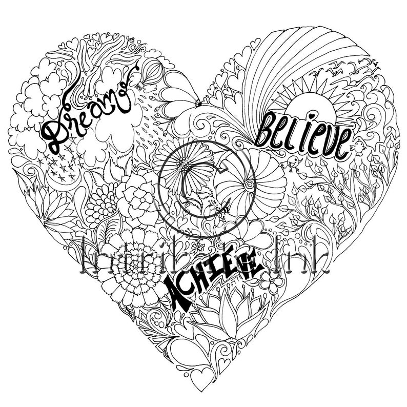 Dream Believe Achieve Colouring Page Instant Download | Etsy